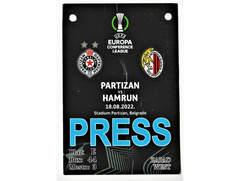 2022, PARTIZAN - HAMRUN MALTA! Press akreditacija.