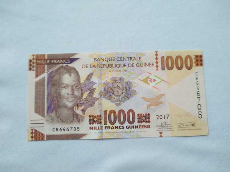 Gvineja 1.000 francs,2017 god.UNC