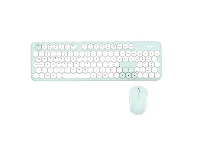 Moffii Honey Comb komplet bežična tastatura+bežični miš zeleno beli