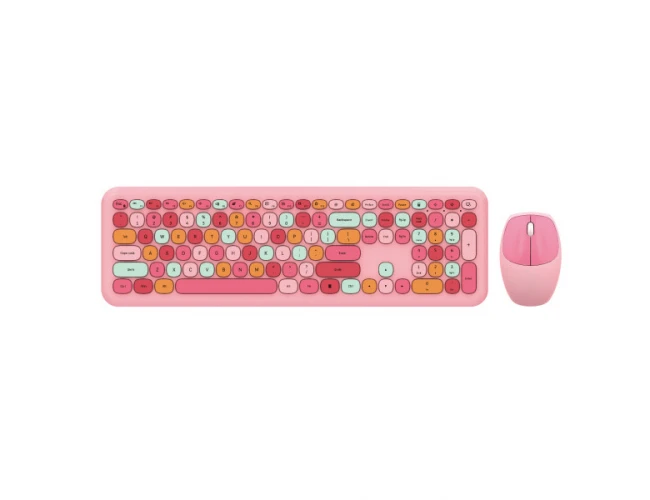 Moffii Retro komplet bežična tastatura+bežični miš pink