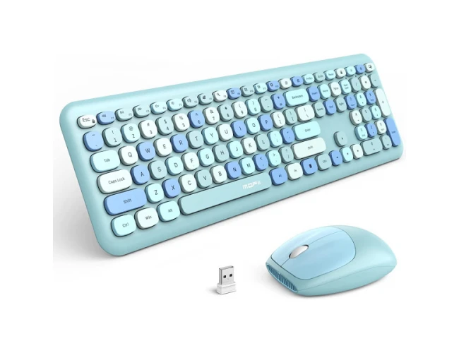 Moffii Retro komplet bežična tastatura+bežični miš plavi