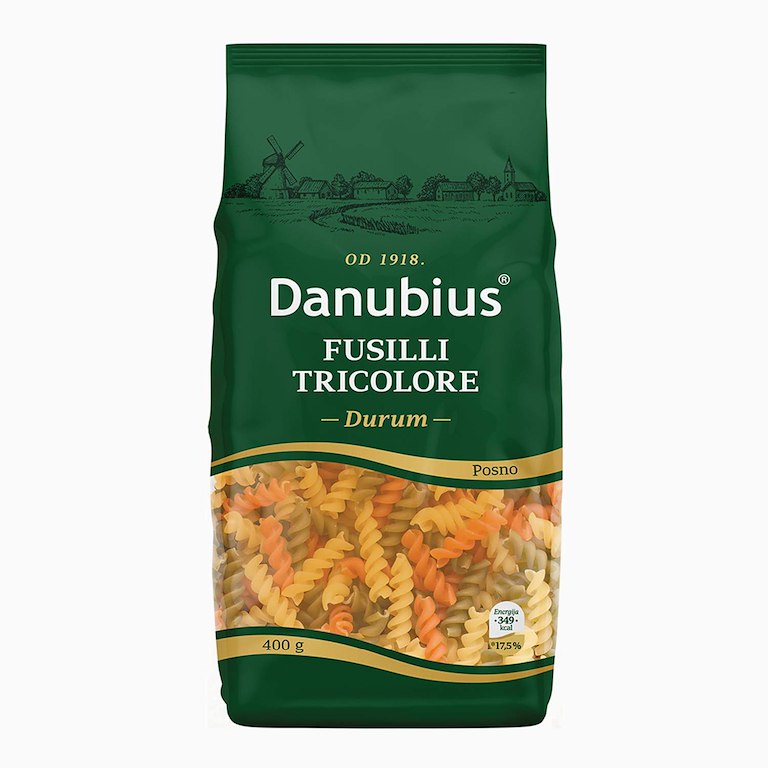 Danubius Durum Fusilli tricolore testenina 400g