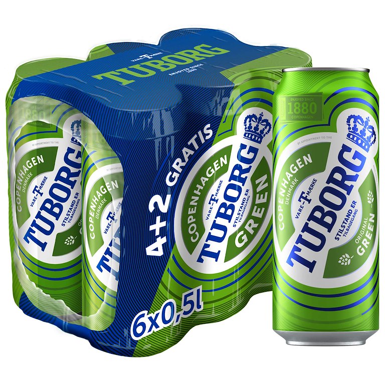 Carlsberg pivo Tuborg can 0,5l 4+2 gratis
