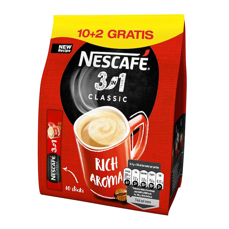 Nescafe inst 3in1 classic 10+2 198g nescafe
