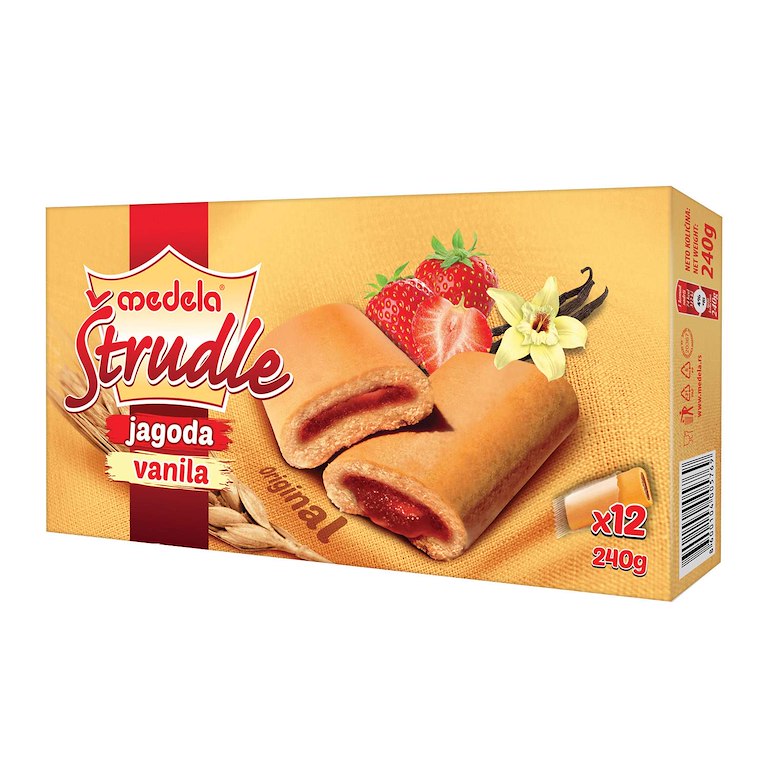 štrudla jagoda i vanila 240g medela