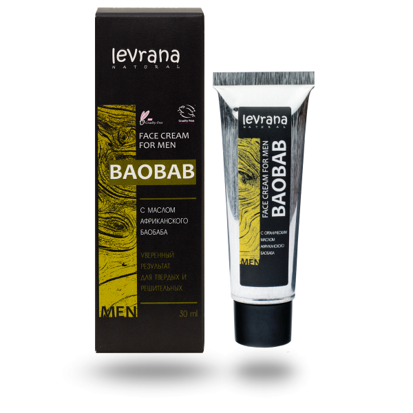 LEVRANA krema za lice BAOBAB MAN ORGANIC MLE struktura 30 ml