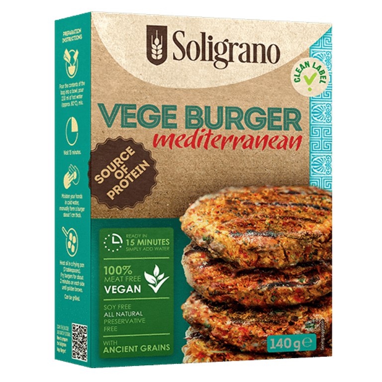 VEGE BURGER
BEZ SOJE MEDITERAN 140g