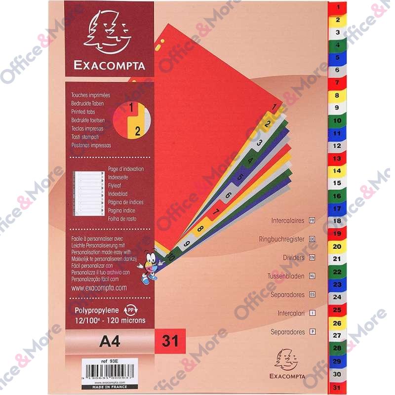 EXACOMPTA PREGRADNI INDEKS PP A4,BOJA, BROJ 1-31