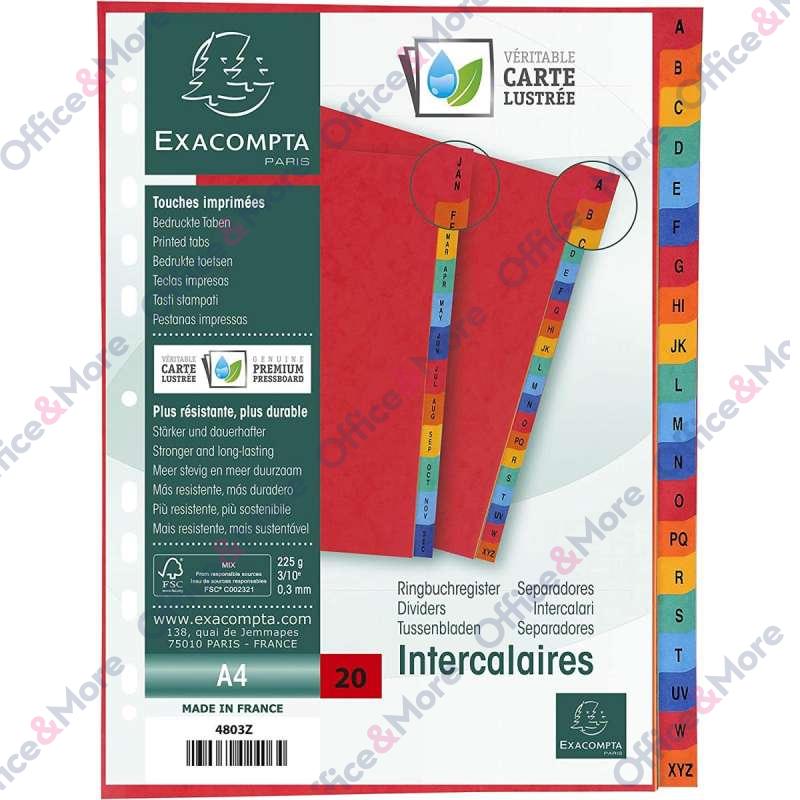 EXACOMPTA PREGRADNI KARTON A4,A-Z BOJA, 225g