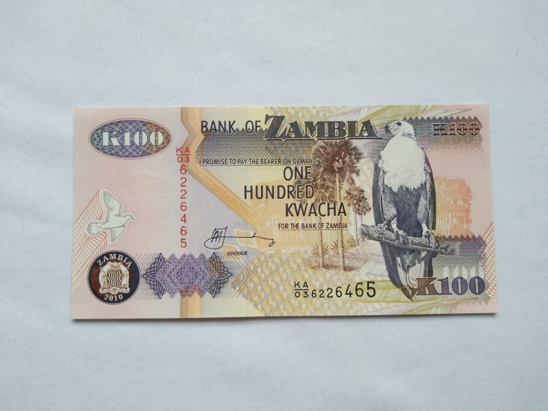 Zambija 100 kvacha,2010 god.UNC