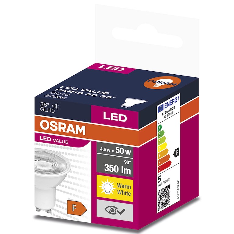 Osram sijalica led gu10 4.5w 50w 2700k osram