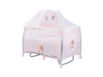 Kikka Boo Prenosivi krevetac za bebe Dreamy Bear Pink 2 nivoa sa funkcijom klackanja KKB60090