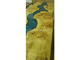 Epoxy sto - ploča stola MAZER/plava reka 92x273 cm -20% za gotovinu