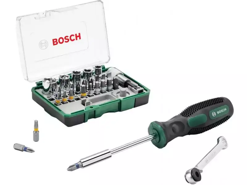 BOSCH 27-DELNI SET BITOVA SA ČEGRTALJKOM I RUČNIM ZAVRTAČEM 2607017331