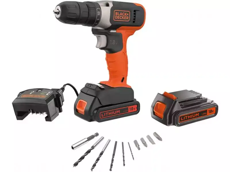 BLACK&DECKER AKUMULATORSKA BUŠILICA/ODVIJAČ 18V; 2×1,5 AH (BCD001KBA10)