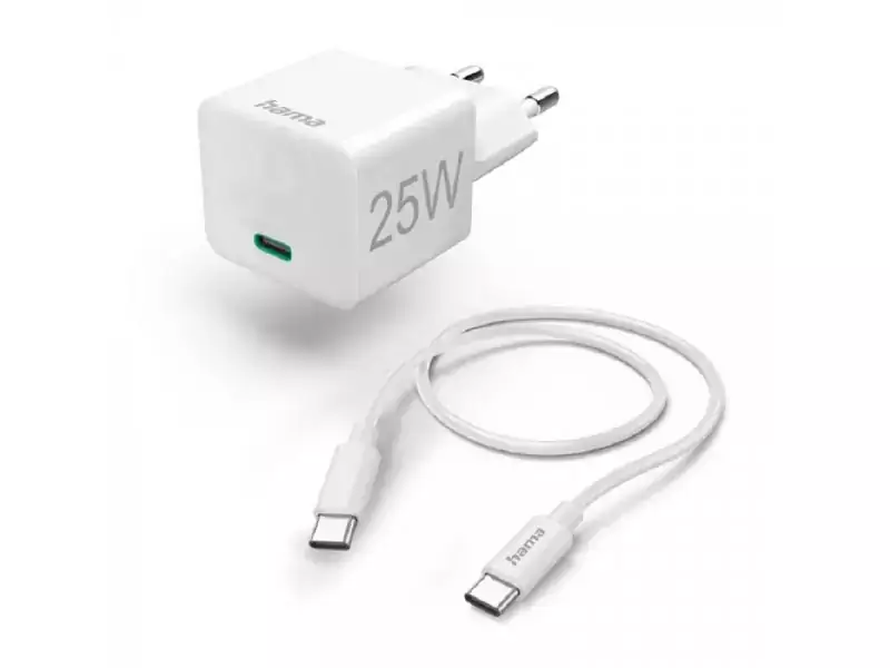 HAMA MINI BRZI PUNJAC SA USB-C KABLOM, PD, 25W, 1.5M BELI