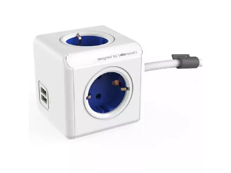 ALLOCACOC POWERCUBE EXTENDED USB 4XSCHUKO + DUAL USB, KABL DUŽ.1,5M