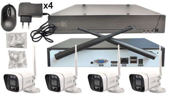 CAM-IP3MP-WiFiKITXM4 GMB kamera 3 mpix set wifi 4 kamere full color app xmeye sa mikrofonom