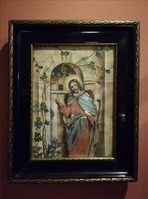 Slika Isusa Hrista kombinacija ulje i vez svilom