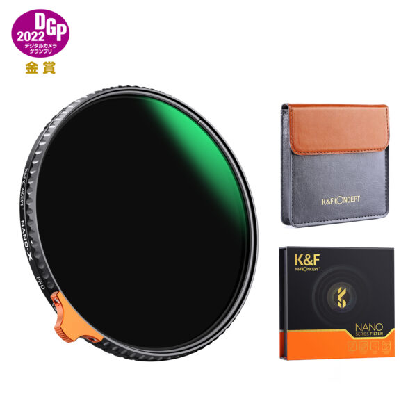 KF Concept KF01.1461 58mm Variable ND filter ND2-ND400 (1-9 Stops) (Green Coatings, Waterproof, Scratch Resistant – Nano-X Series)