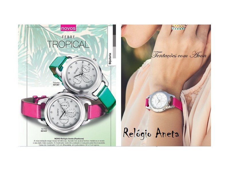 Aneta metallic strap watch-pink coloured strap by Avon