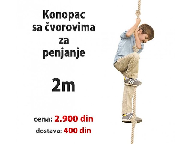 Konopac za penjanje sa čvorovima / Konopci-užad - 2m