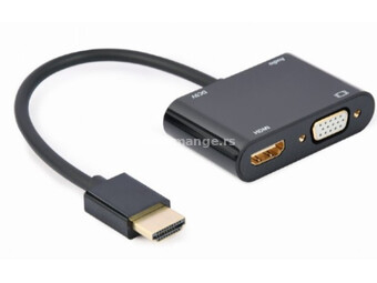 A-HDMIM-HDMIFVGAF-01 Gembird HDMI male to HDMI female + VGA female + audio adapter cable, black