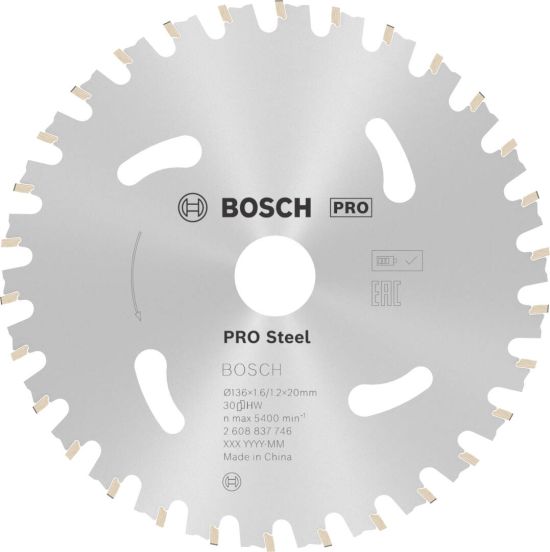 Bosch PRO Steel list za akumulatorsku kružnu testeru 136x1.6x20 mm 30z HB max 5.400 o/min (2608837746)
