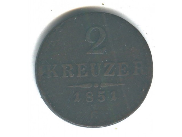 Austrija 2 kreuzer 1851 malo G