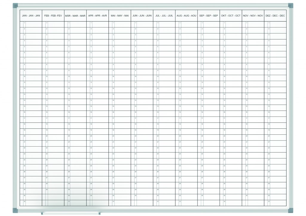 Godišnja planer tabla "MAULstandard", 90x120, 12 meseci