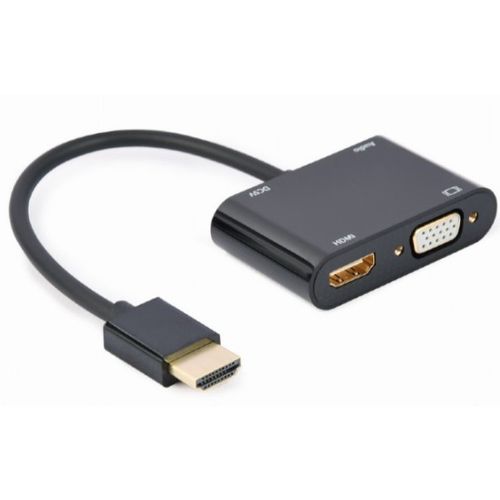 A-HDMIM-HDMIFVGAF-01 Gembird HDMI male to HDMI female + VGA female + audio adapter cable, black