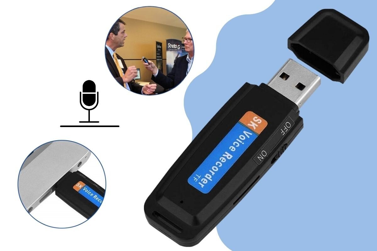 USB priključak s diktafonom USBrecord, crni, 2 u 1