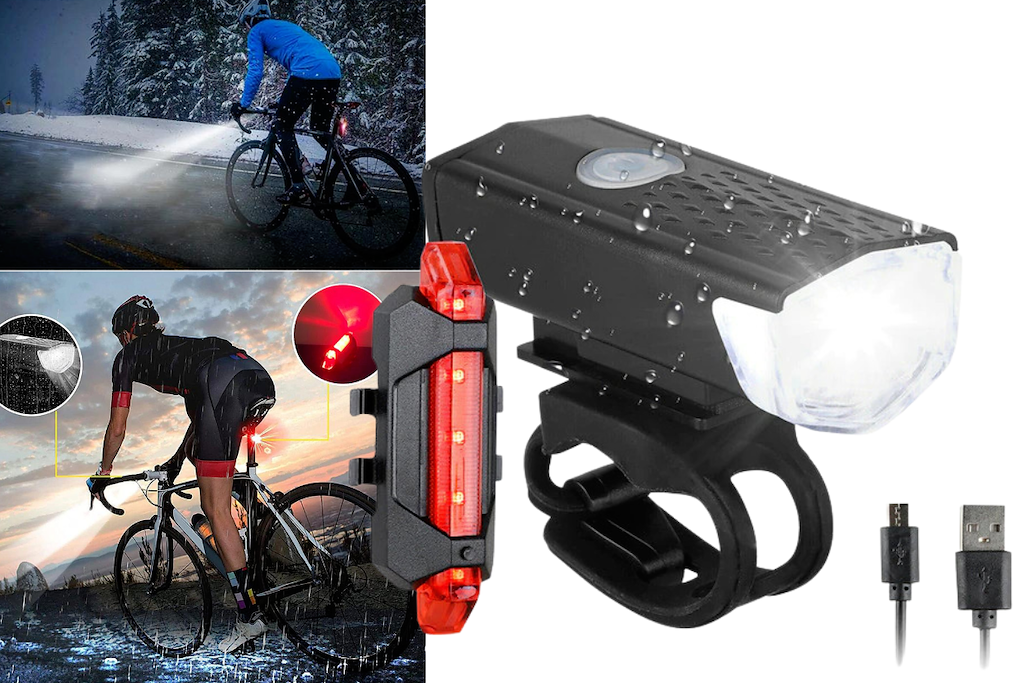 LED lampe za bicikl SafeLight , prednja i zadnja, USB punjenje, rotacija 360 °
