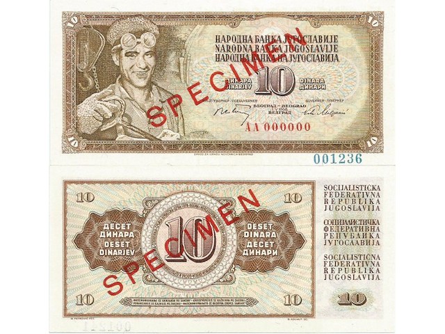 Jugoslavija 10 dinara 1968. UNC SPECIMEN