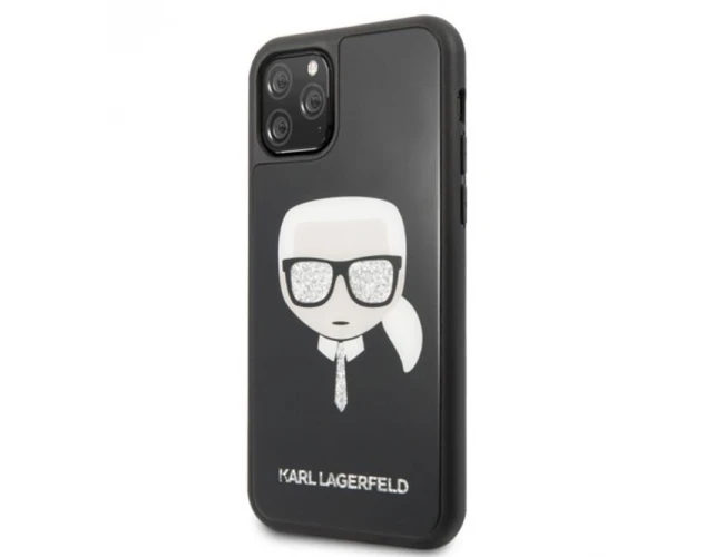 3G Karl Lagerfeld Double Layers Glitter Head crna zaštitna maska iPhone 11 Pro 5.8