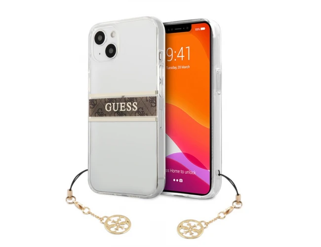 3G Guess 4G Stripe Charm (GUHCP13MKB4GBR) braon zaštitna maska za iPhone 13 6.1