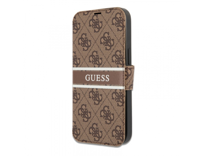3G Guess Bk Pu 4G Stripe (GUBKP13M4GDBR) braon zaštitna preklopna futrola za iPhone 13 6.1
