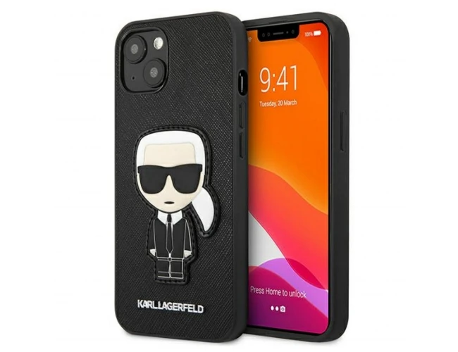 3G Karl Lagerfeld Hc Saffiano Ikonik Patch (KLHCP13MOKPK) crna zaštitna maska za iPhone 13 6.1