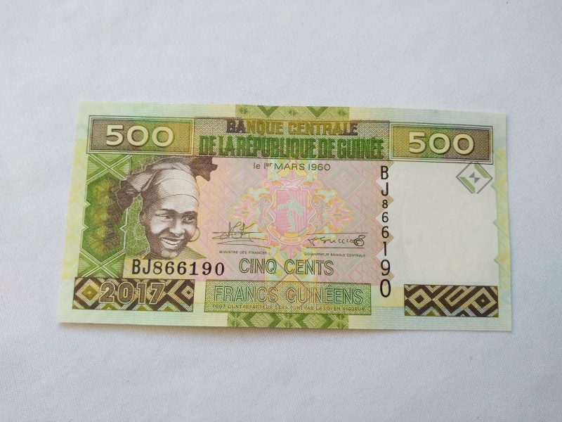 Gvineja 500 francs,2017 god.UNC