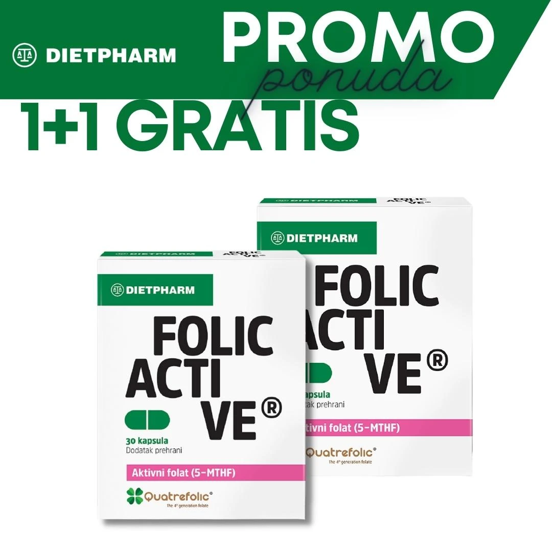 DIETPHARM Folic Active® Folna Kiselina 30 Kapsula+30 Kapsula GRATIS