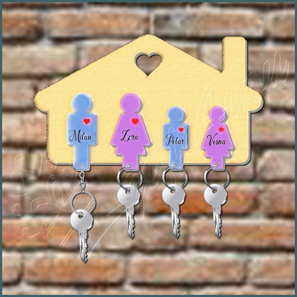 Privezak za ključeve porodični za 4 osobe