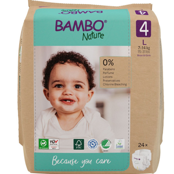 Bambo pelene nature papirno pak. 4 7-14kg 24kom