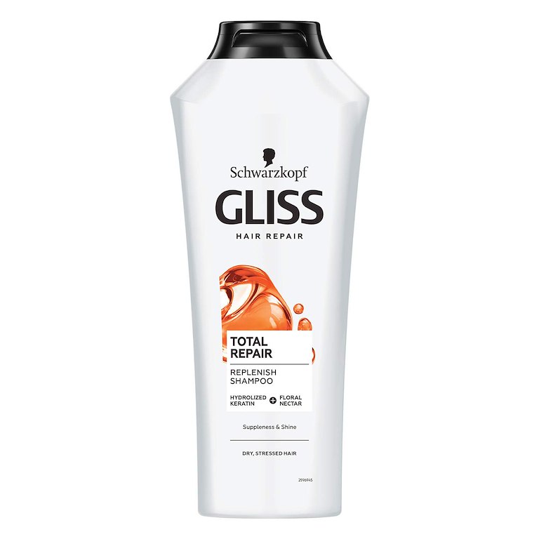 Gliss total repair šampon za suvu i oštećenu kosu 400ml