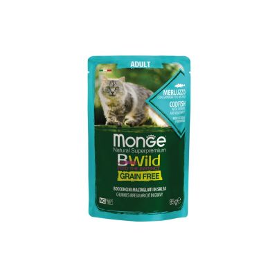 Monge BWild Cat Adult Bakalar, Račići i Povrće Kesica 85g