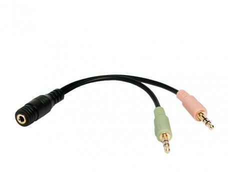 LOGILINK Audio adapter 4-pin ženski 3.5 mm stereo na 2 x 3.5mm muški
