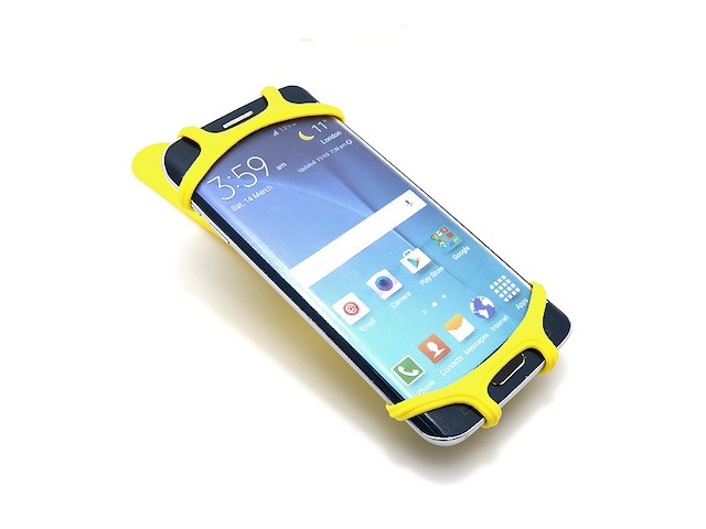 Drzac za mobilni telefon za bicikl i motor Soft grip žuti