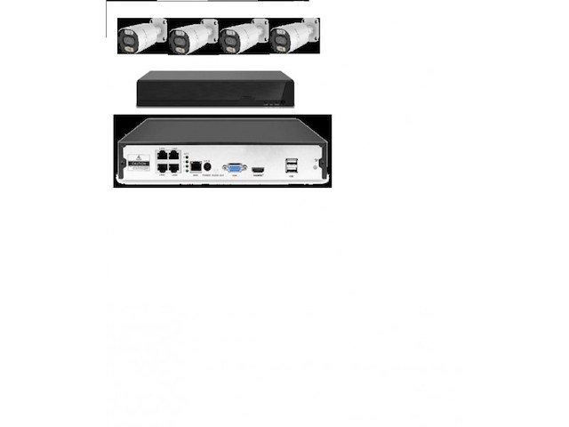 CAM-IP5MP-POEKITXM4W GMB kamera 5 mpix set full color IP  4 kamere  POE NVR  app xmeye sa mikrofonom