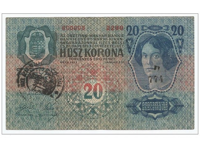 20 korona 1913. Apatin pecat 1918/19.