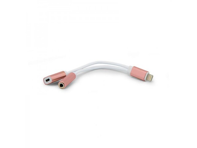 Iphone lightning adapter za slusalice i punjenje roze