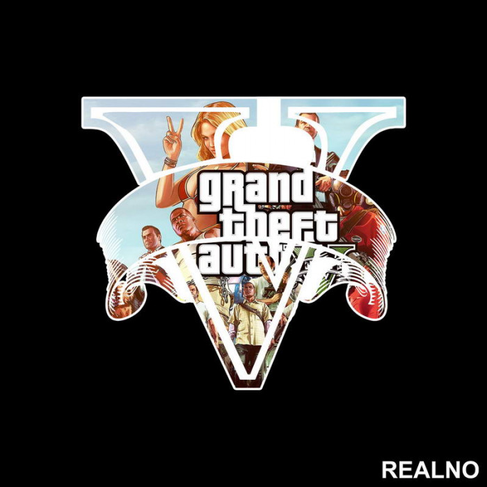 V LOGO - COLORS - GTA 5 - NALEPNICA